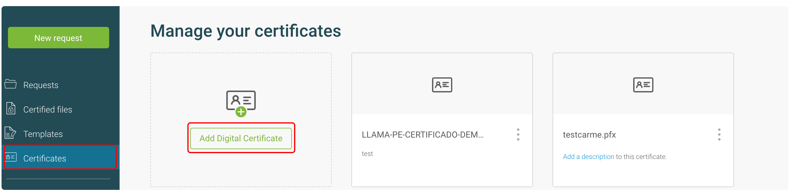 Dashboard's overview – Signaturit